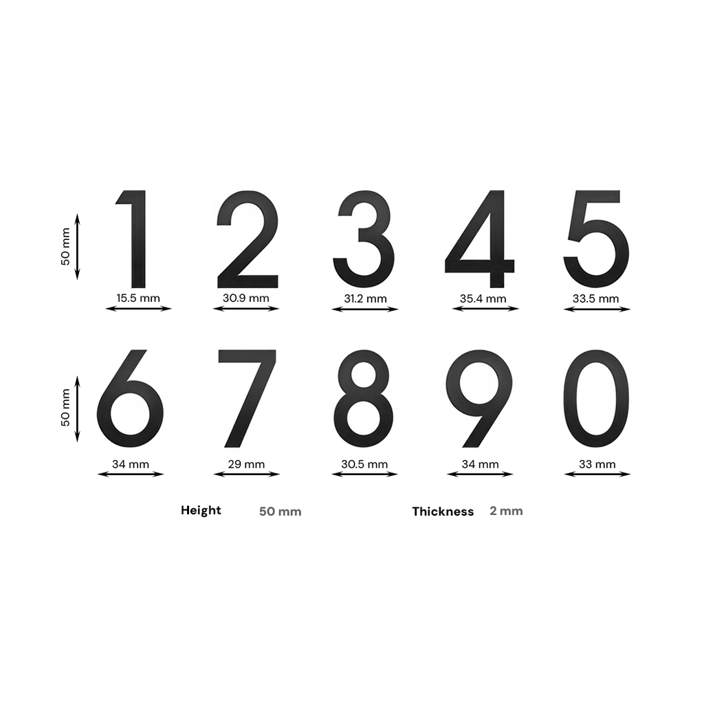 Stick On - 2" Black Medium Galvanized Steel Number